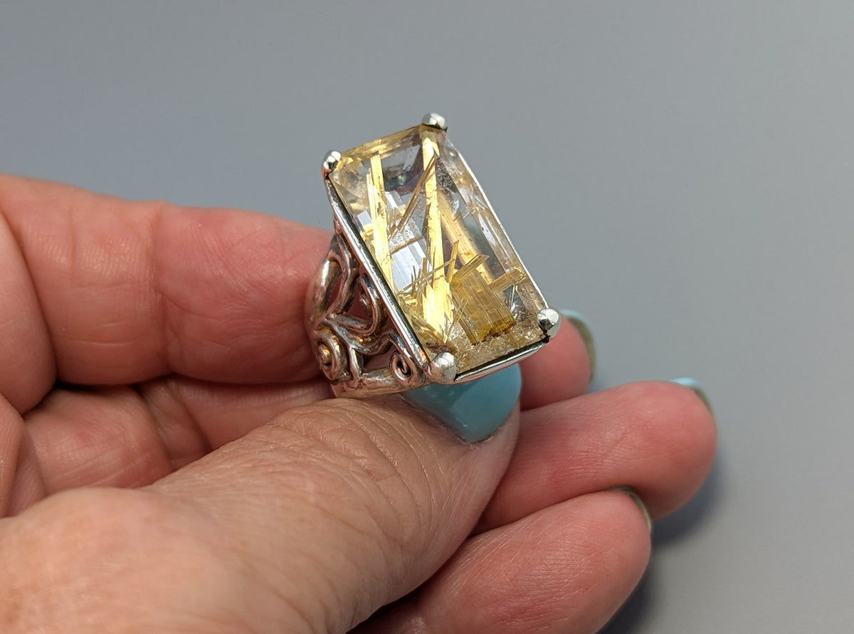 Rutilated Quartz, Sterling Silver Ring – Baker Custom Jewelry