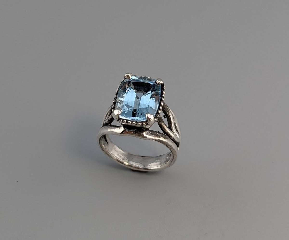 Blue Topaz, Sterling Silver Ring – Baker Custom Jewelry