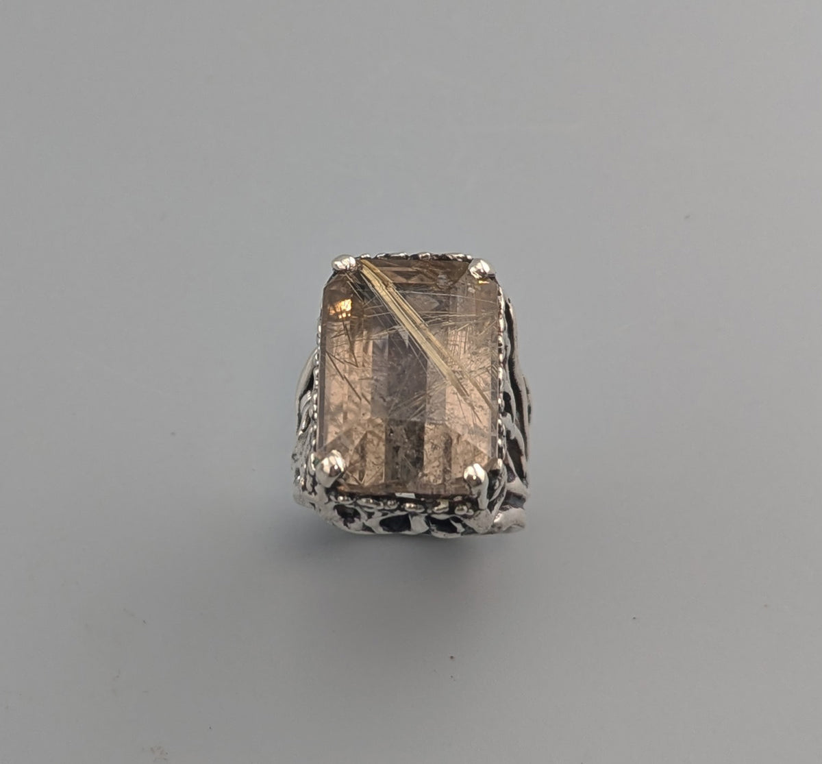 Sterling Silver, Rutilated Quartz Ring – Baker Custom Jewelry