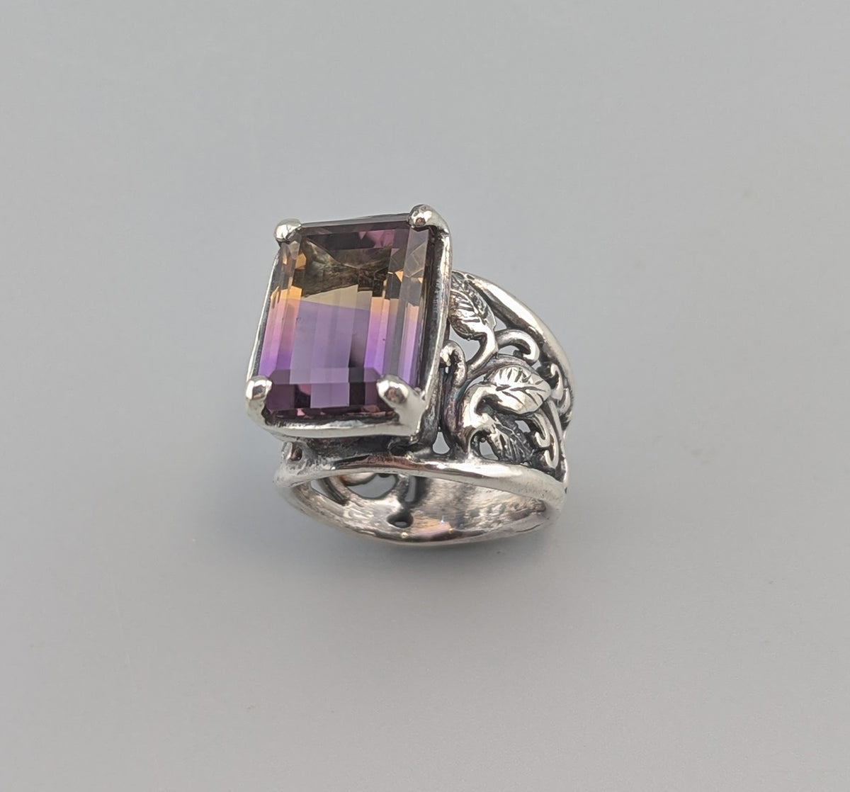 Fine Ametrine Sterling Silver Wide Band Ring – Baker Custom Jewelry