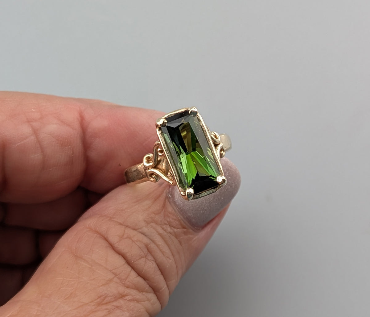 Green Tourmaline, 14kt Gold Ring – Baker Custom Jewelry