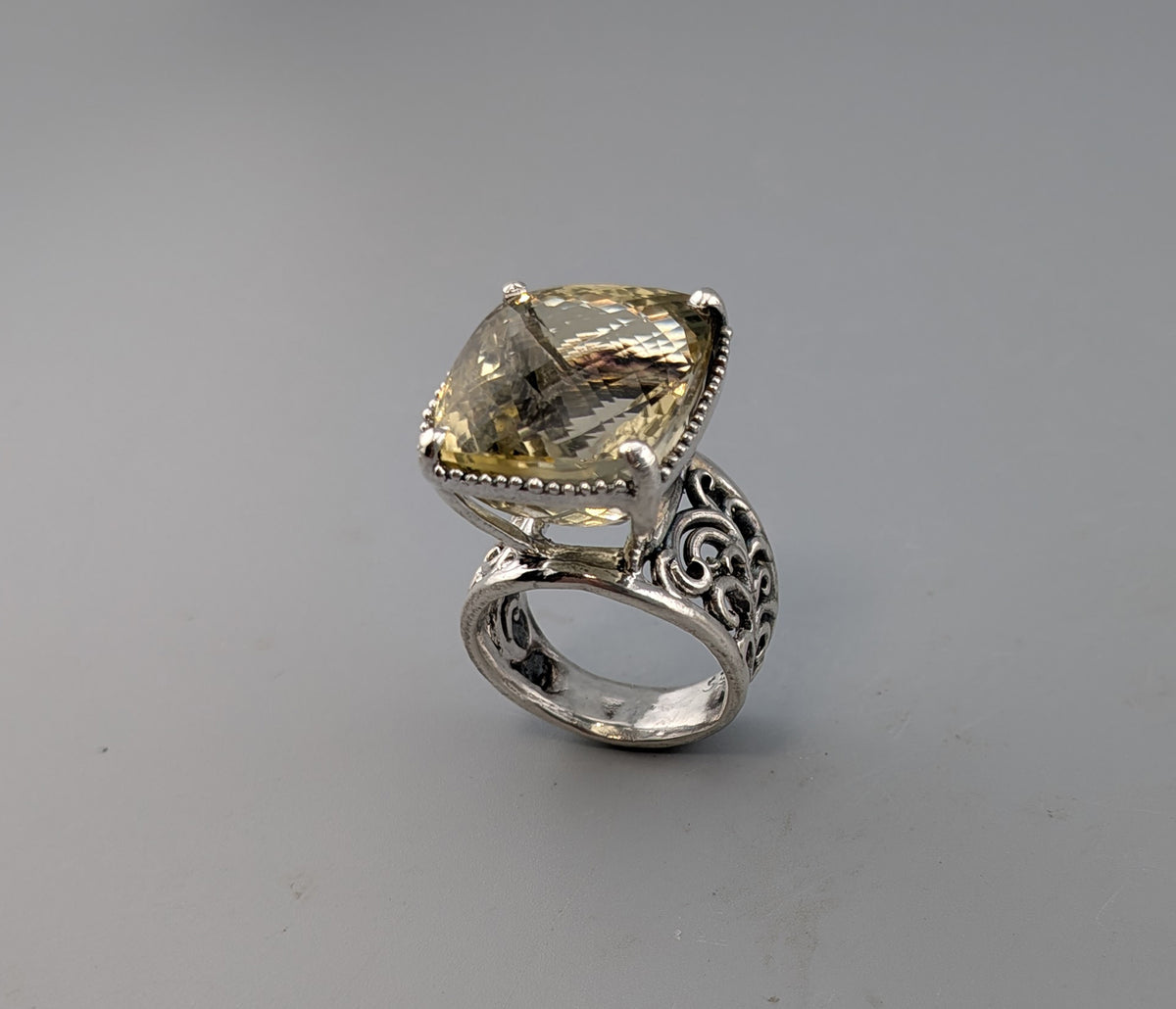 Large Lemon Yellow Citrine, Sterling Silver Ring – Baker Custom Jewelry
